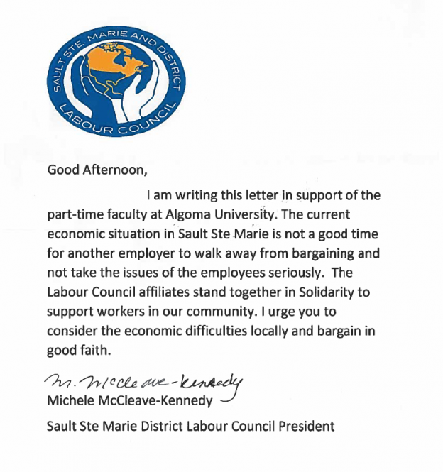 labour council letter | OPSEU/SEFPO Algoma University Local 685